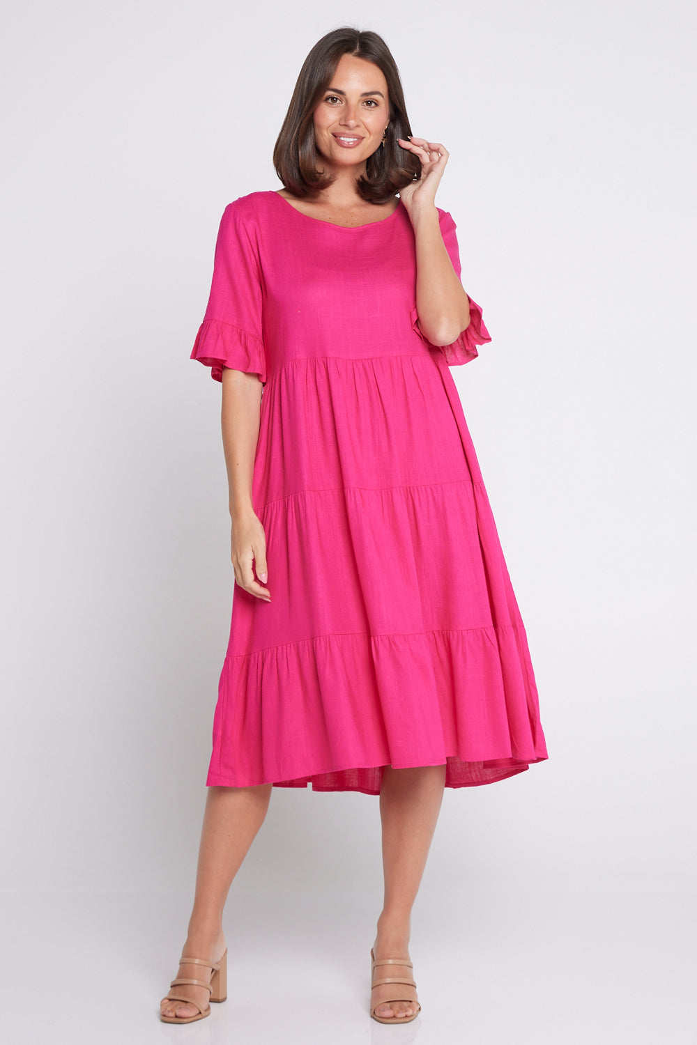 Jackson Linen Dress - Hot Pink– Velenix